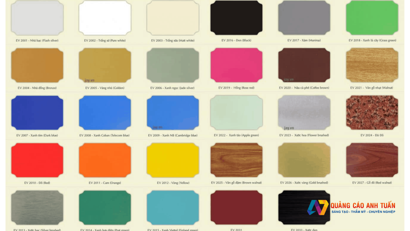 Bảng màu alu alcorest - Tấm alu alcorest - Alu alcorest